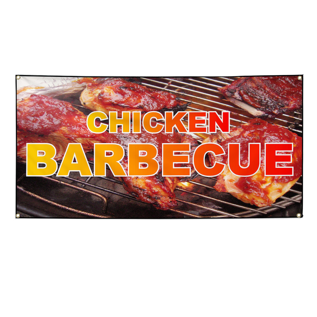 Chicken Barbecue Food And Drink Vinyl Banner Sign W Grommets 2 Ft X 4
