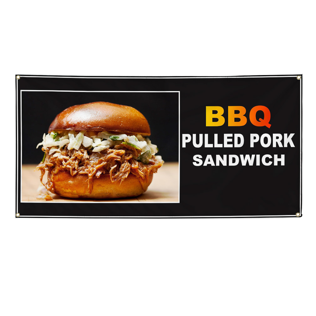 Bbq Pulled Pork Sandwich Food And Drink Vinyl Banner Sign W Grommets 2