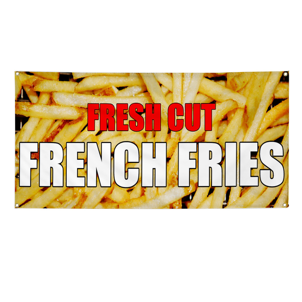 FRESH CUT FRENCH FRIES CAFÉ RESTAURANT BAR 13oz Vinyl Banner Sign