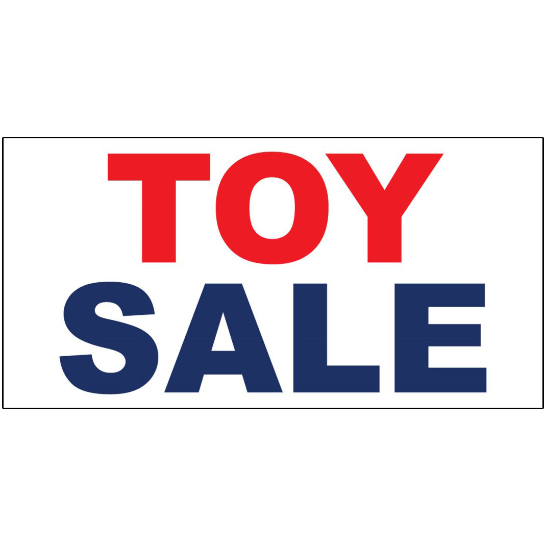 Toy Sale Red Blue DECAL STICKER Retail Store Sign