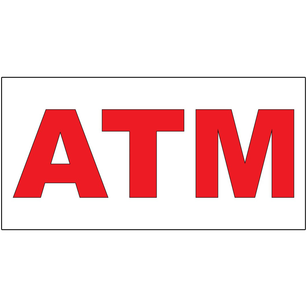Atm Red DECAL STICKER Retail Store Sign | eBay