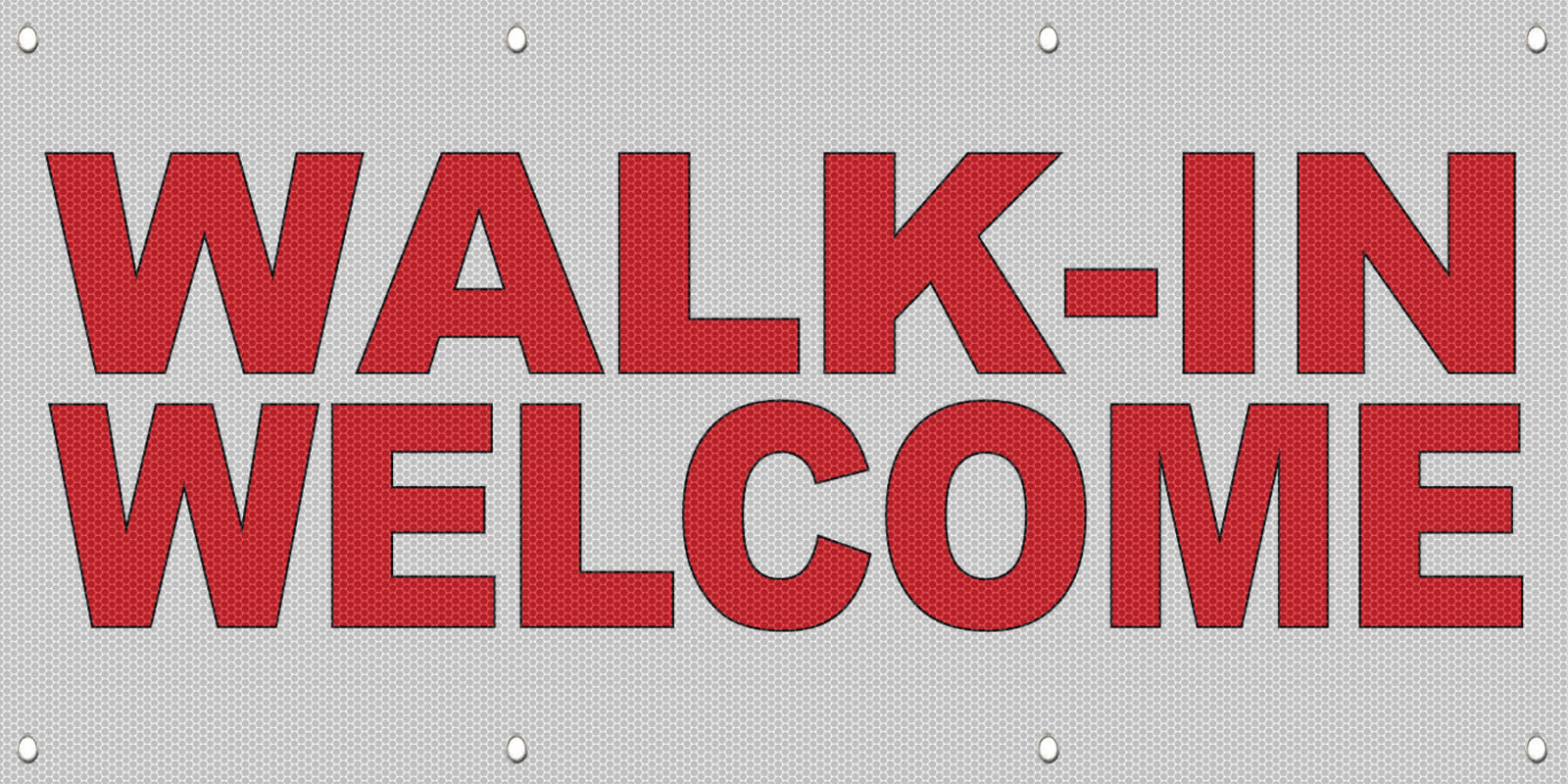 Walk-In Welcome Red MESH Windproof Fence Banner Sign | eBay