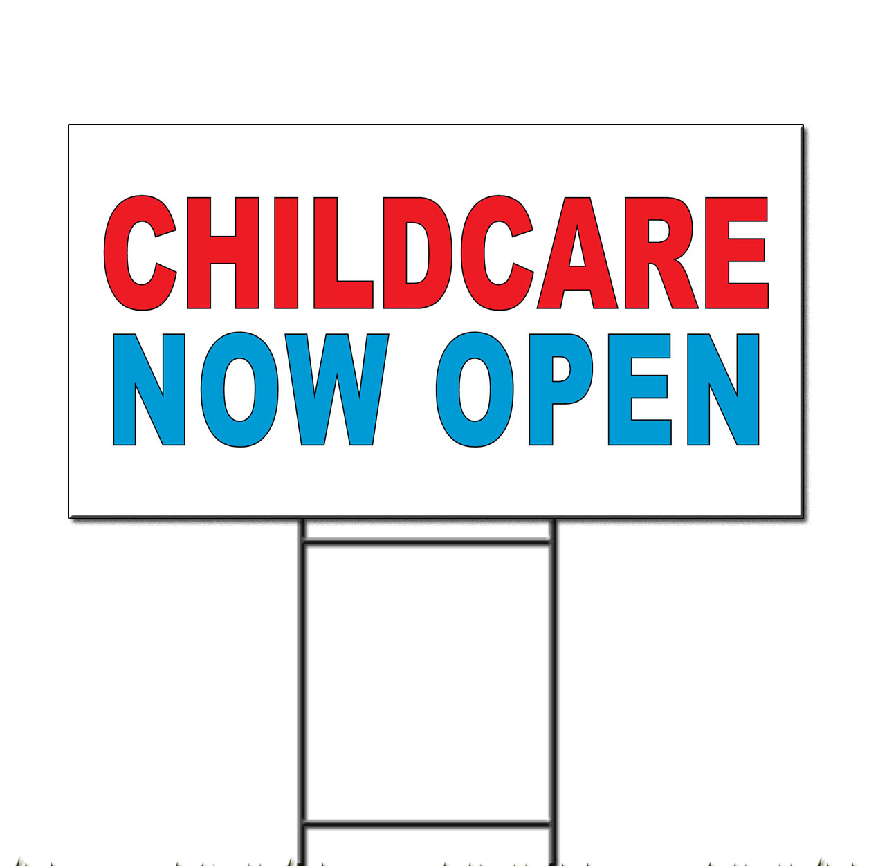 Childcare Now Open Red Blue Corrugated Plastic Yard Sign /Free Stakes ...