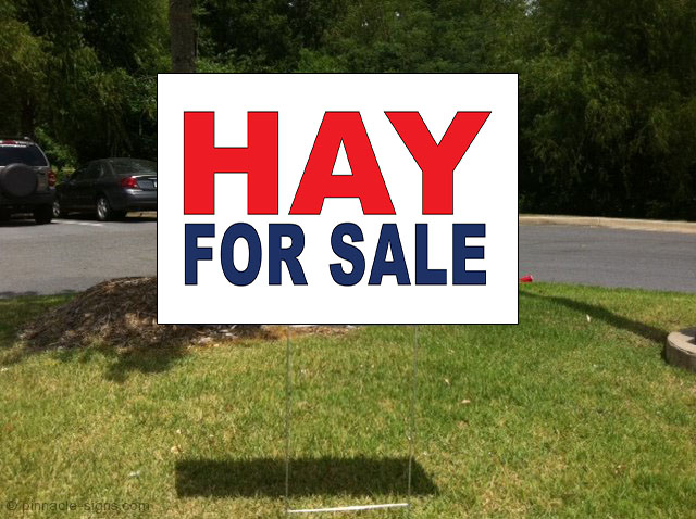Hay For Sale Red Blue Corrugated Plastic Yard Sign /Free Stakes | eBay