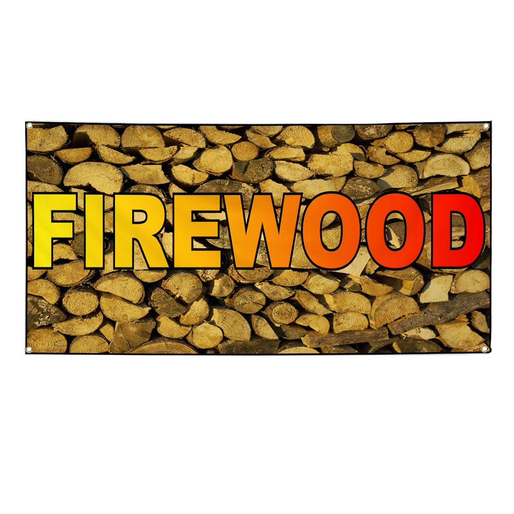 Firewood Business Vinyl Banner Sign W/ Grommets 4 ft x 8 ft