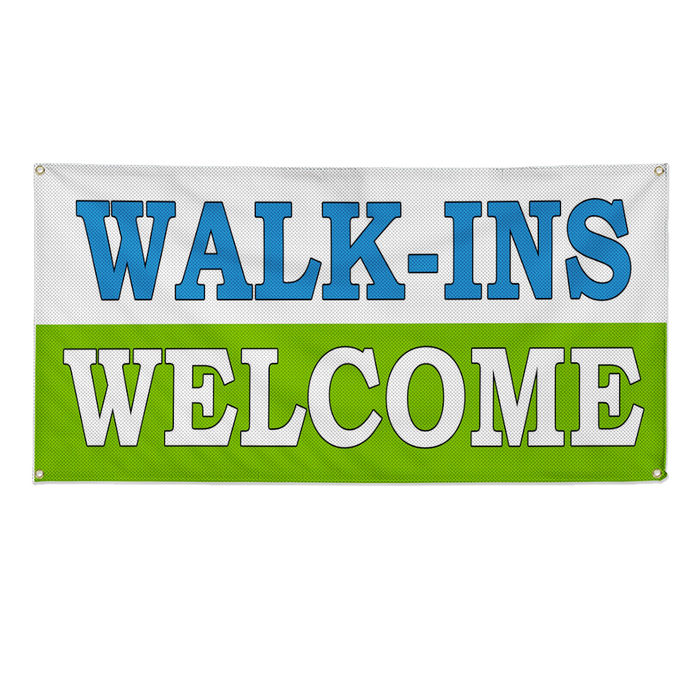Walk-Ins Welcome Business Advertisement MESH Windproof Fence Banner ...
