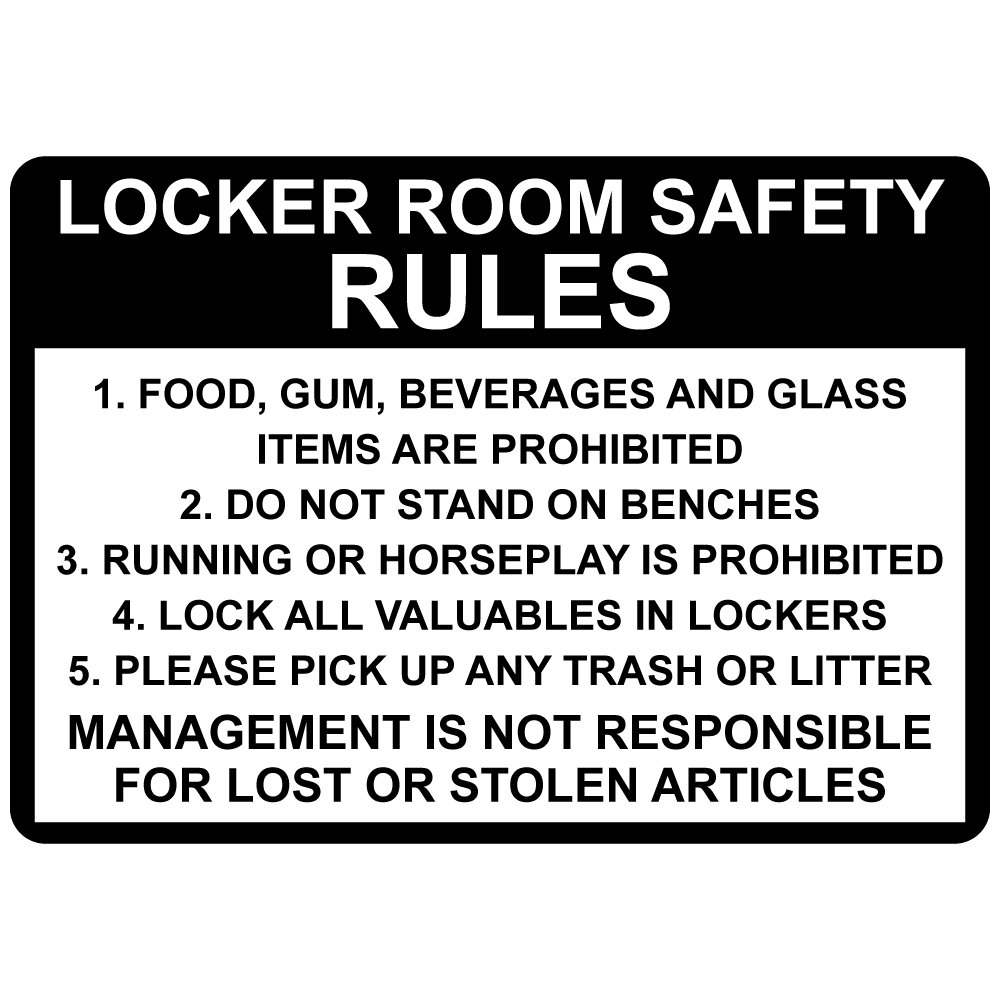 Locker Room Safety Rule Food Beverage Glass Prohibited Aluminum Metal ...