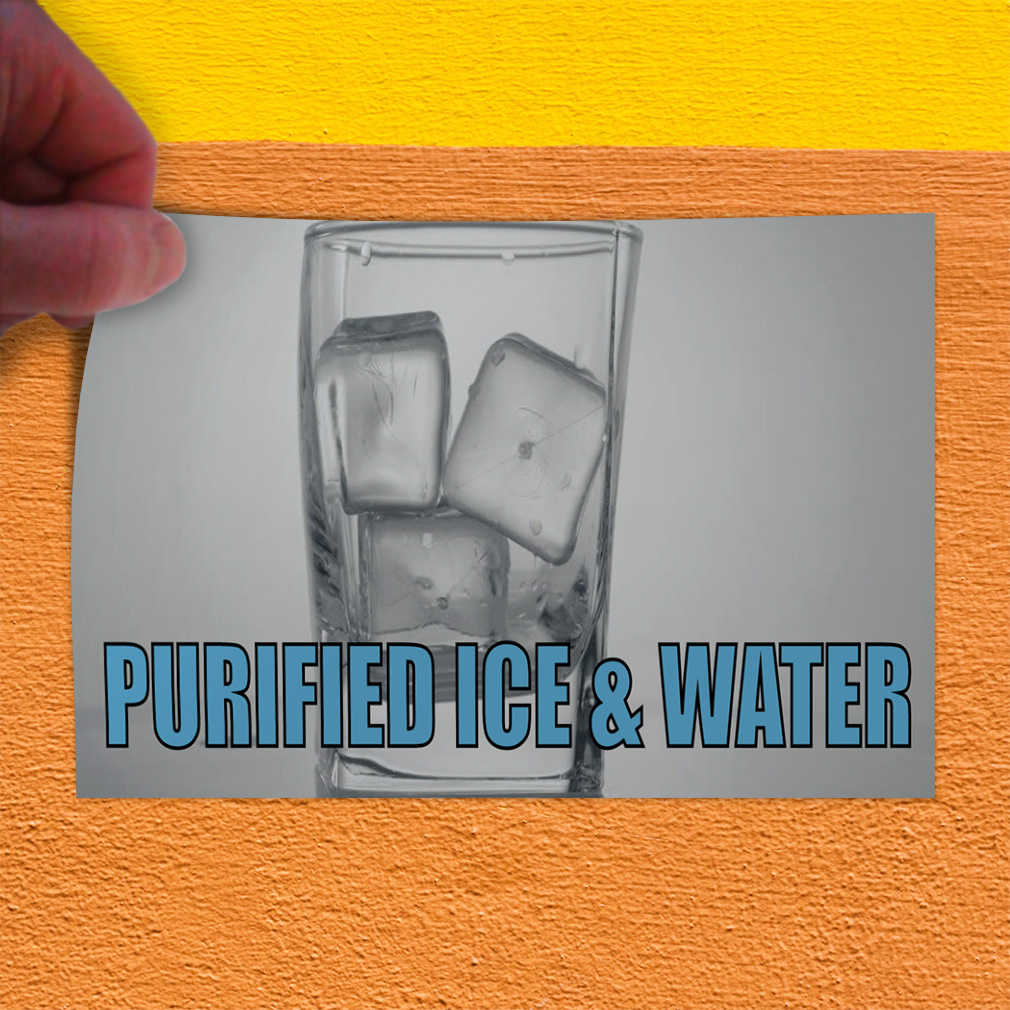 Decal Stickers Purified Ice & Water Red Vinyl Store Sign Label ...