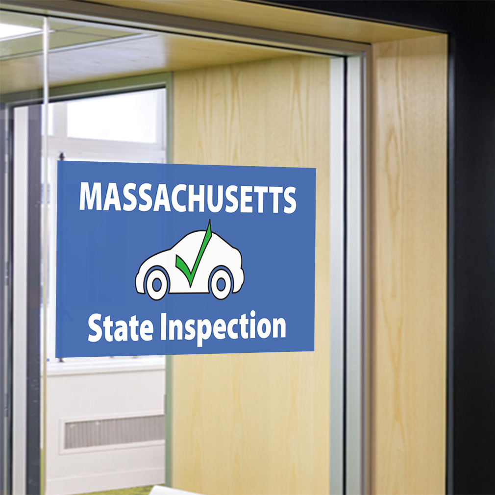 Decal Stickers Massachusetts State Inspection Red Blue Vinyl Store Sign ...