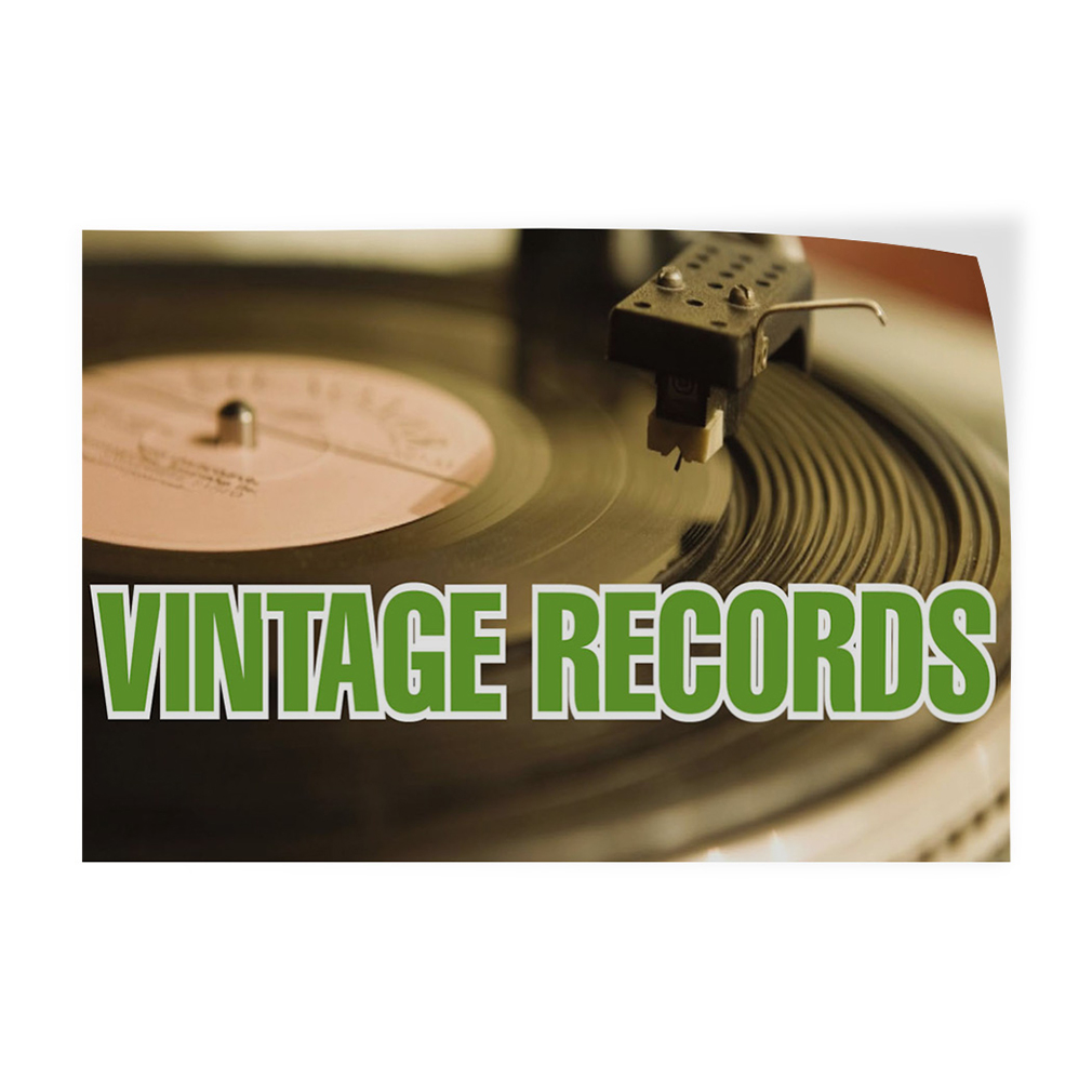Decal Stickers Vintage Records Blue Red Vinyl Store Sign Label | eBay