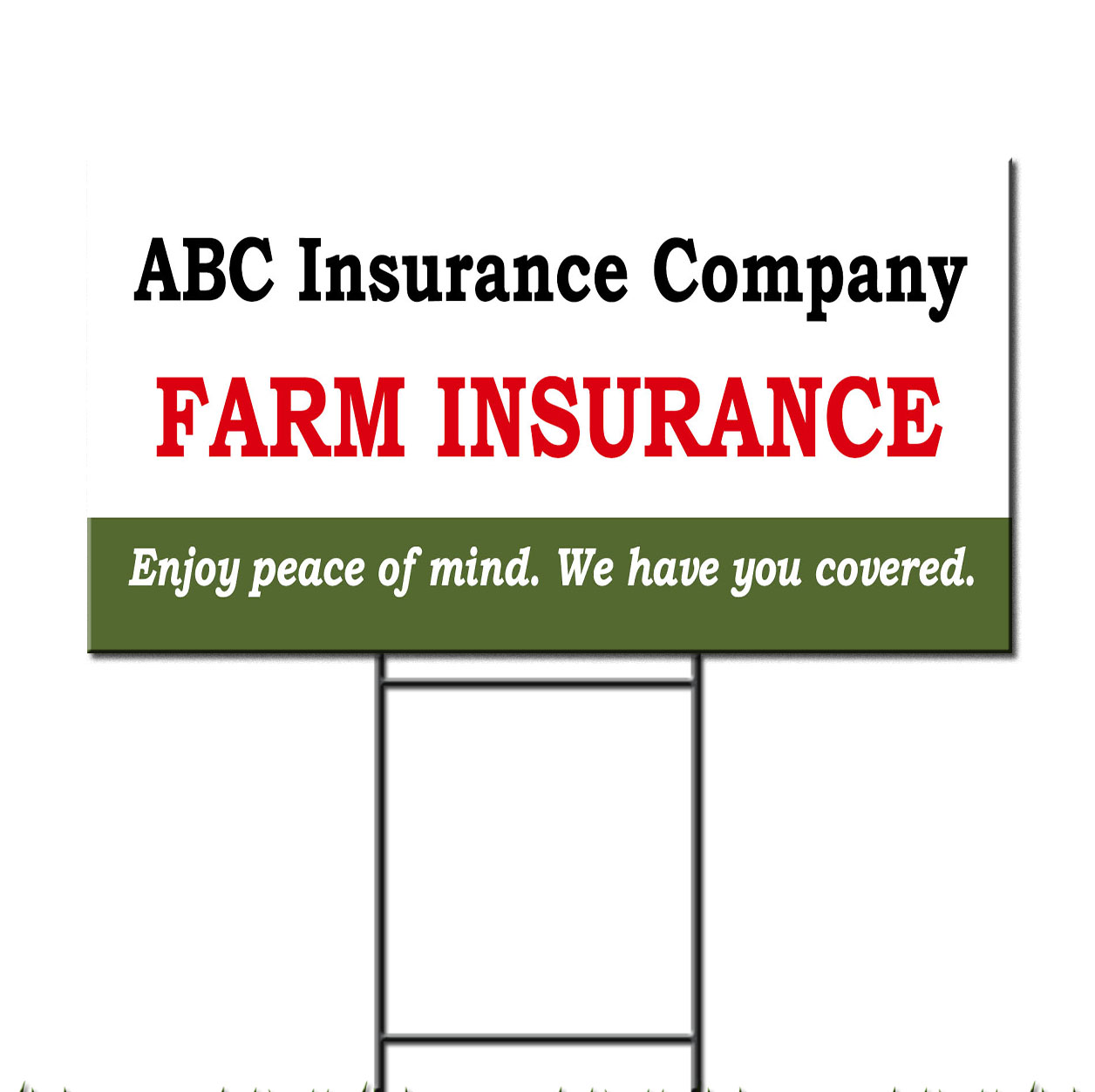 Insurance Company Farm Insurance Custom Plastic Yard Sign /FREE Stakes